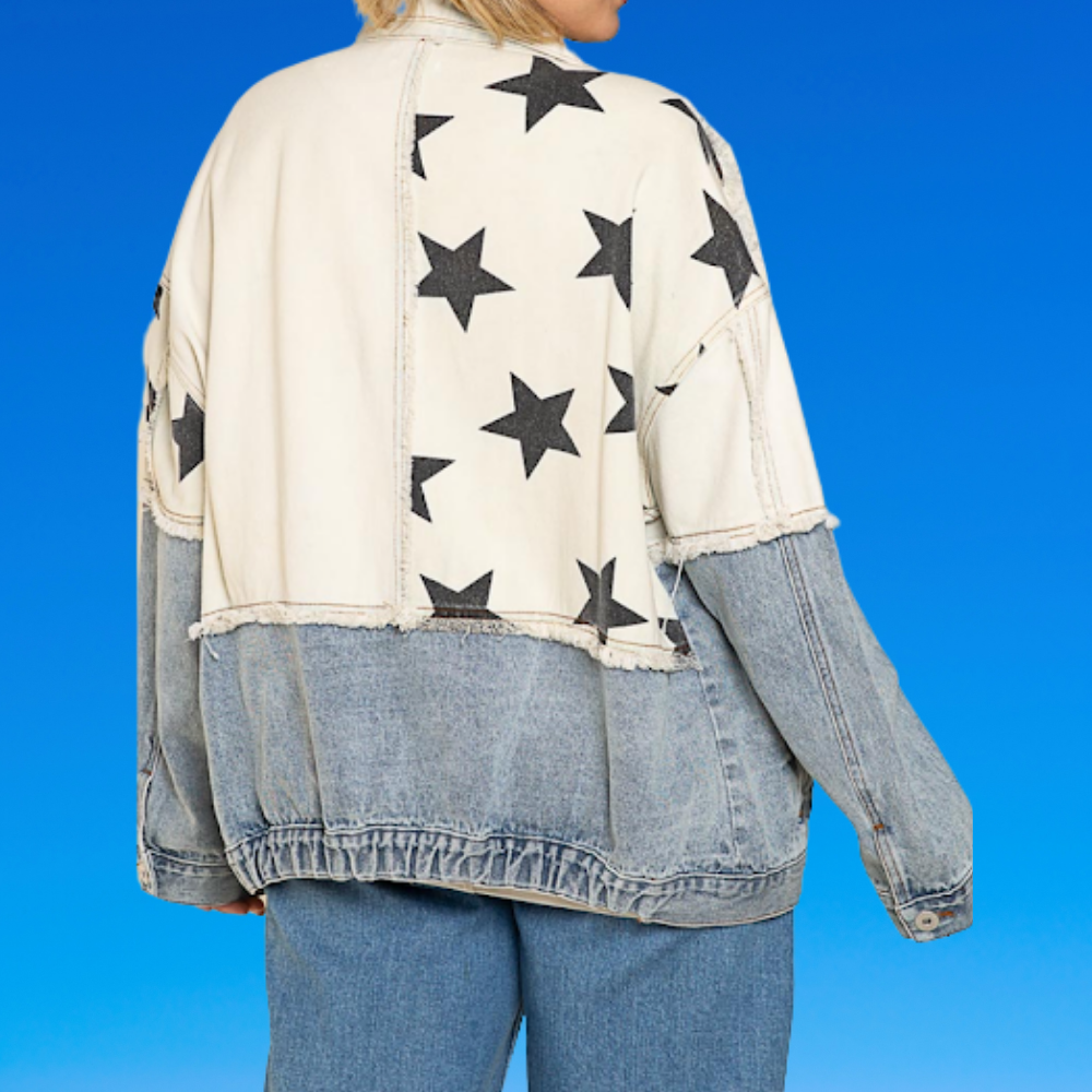 Oversized Star Denim Jacket – Dramatic Wardrobe